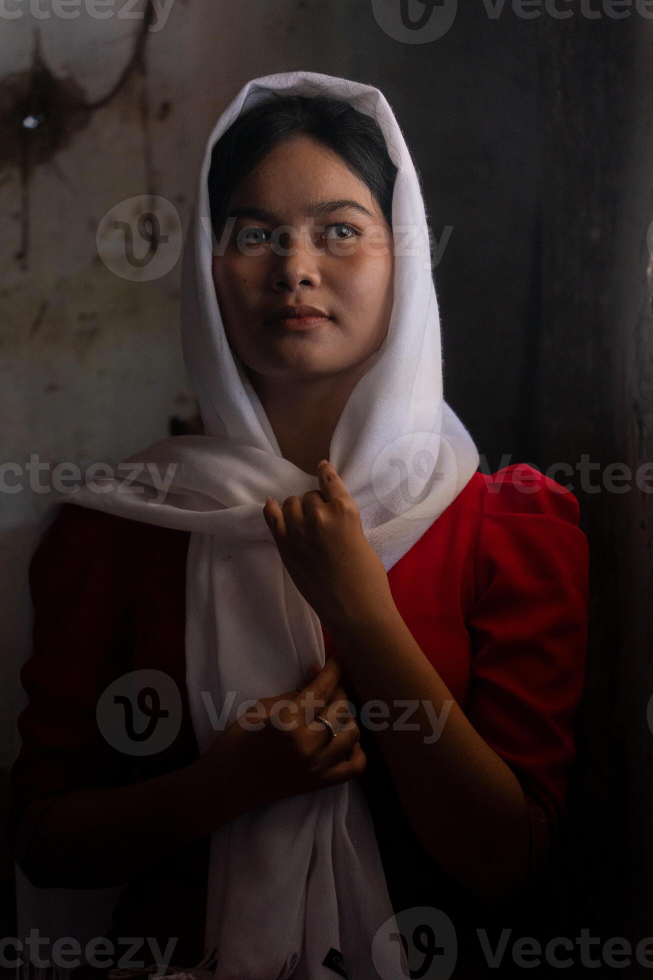 portrait of Cham ethnic girl in Bau Truc pottery village, Phan Rang city, Ninh Thuan province ...