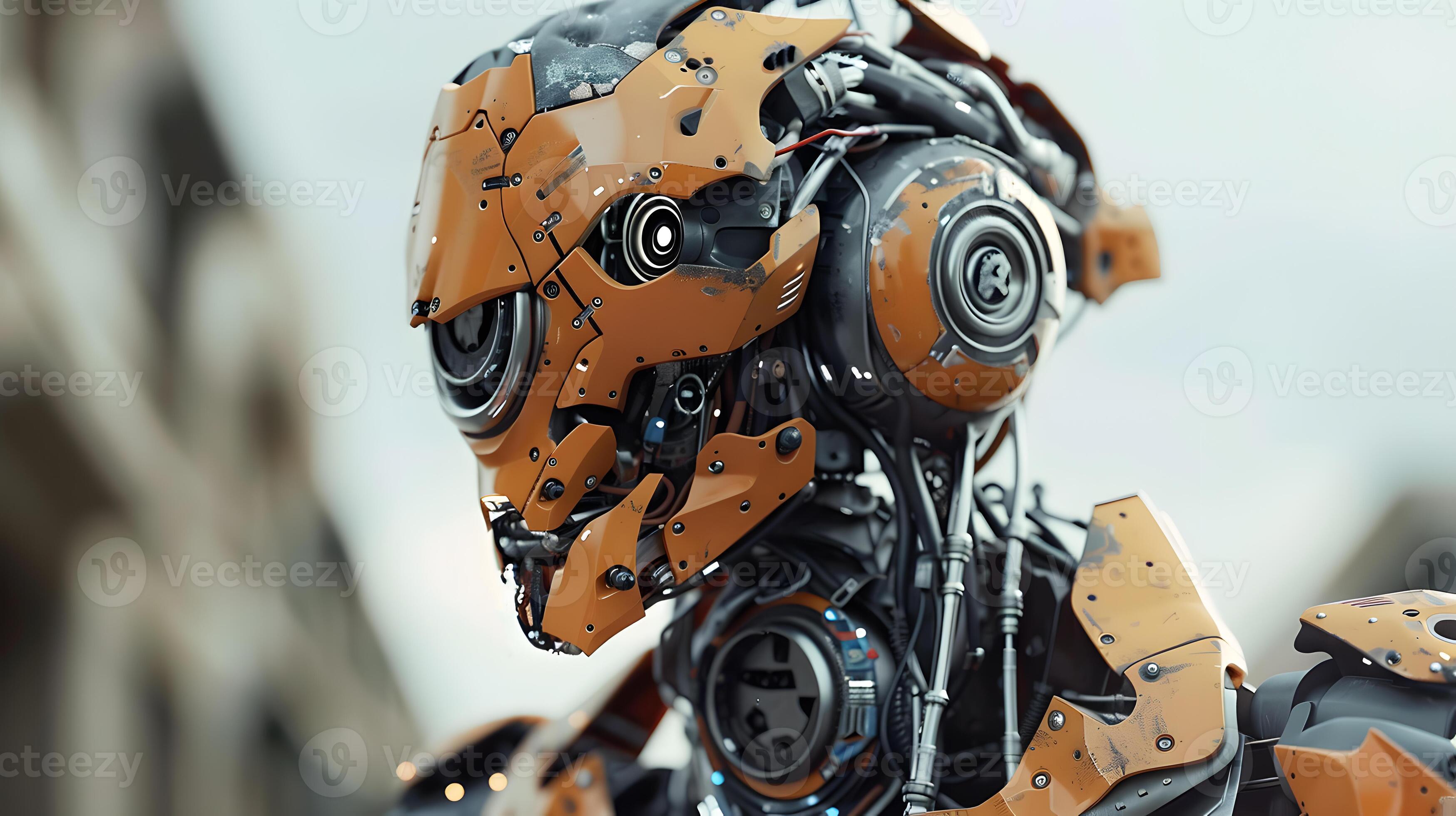 Portrait of an android robot, concept of technical support. Neural ...