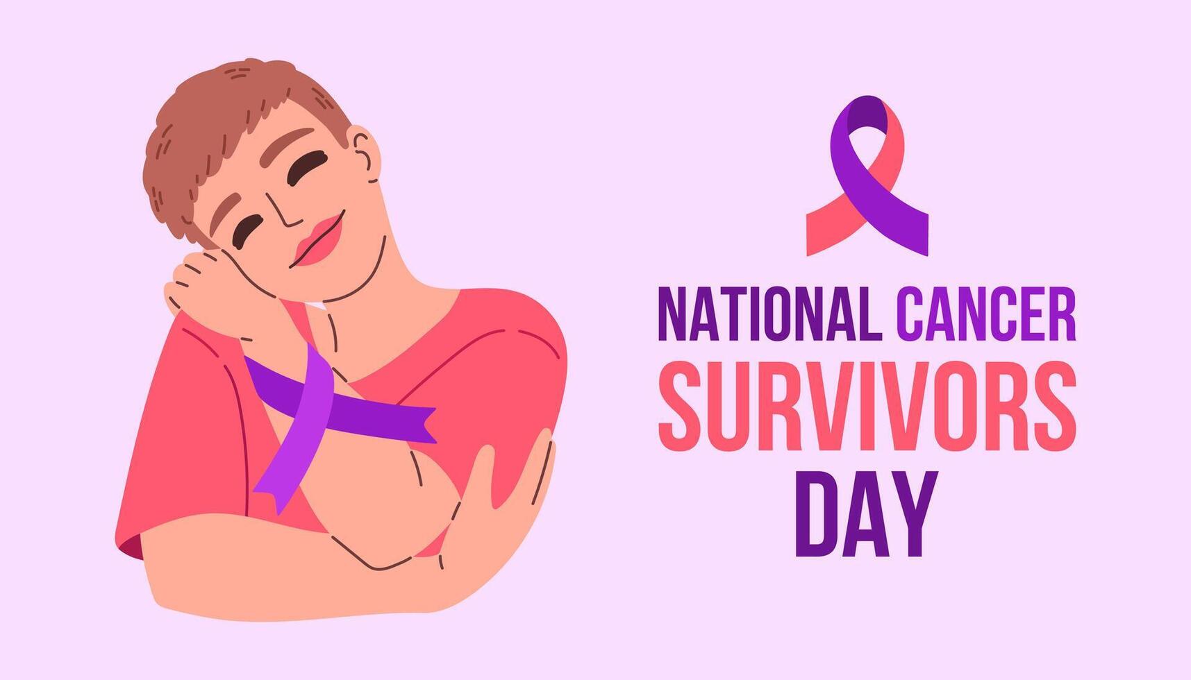 National Cancer Survivors Day Template For Banner Greeting Card