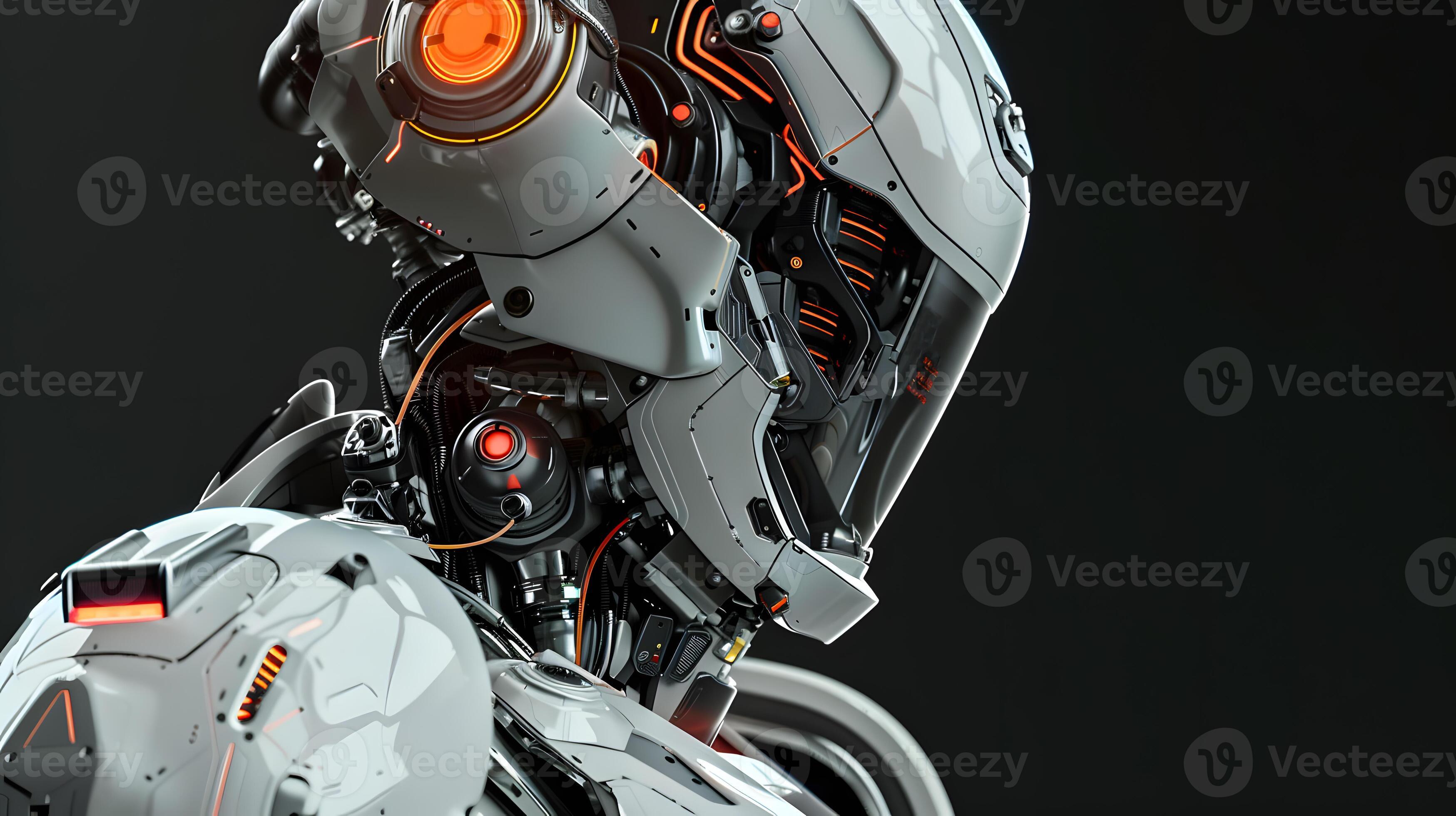 Portrait of an android robot, concept of technical support. Neural ...