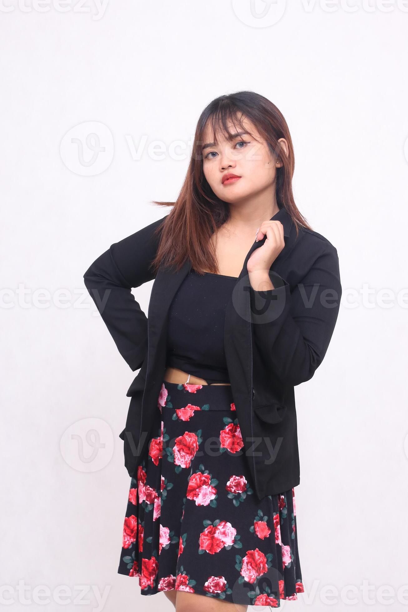 Beautiful Asian Indonesian Girl In Casual Professional Office Skirt