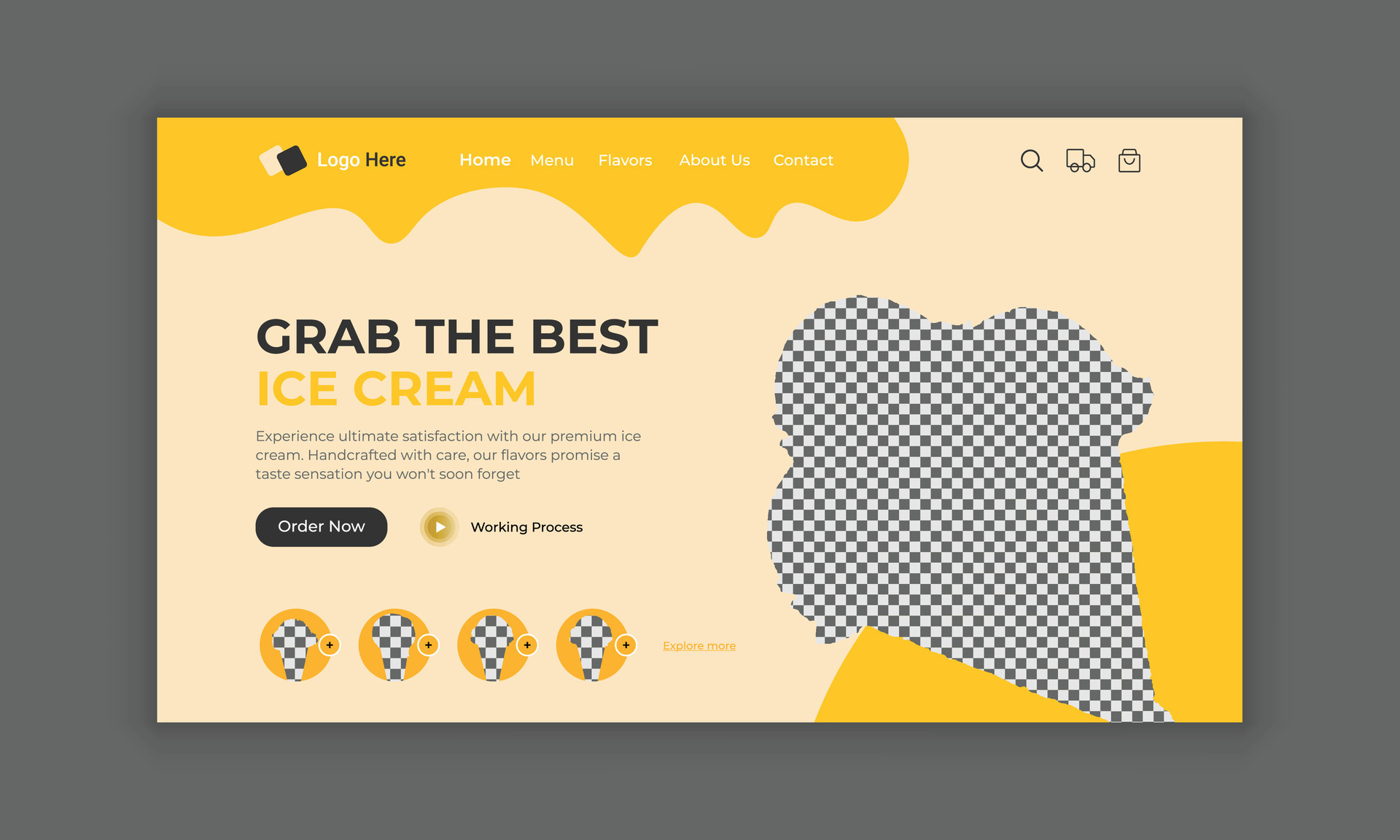 Ice cream website landing page, ice cream website home page, ice cream ...