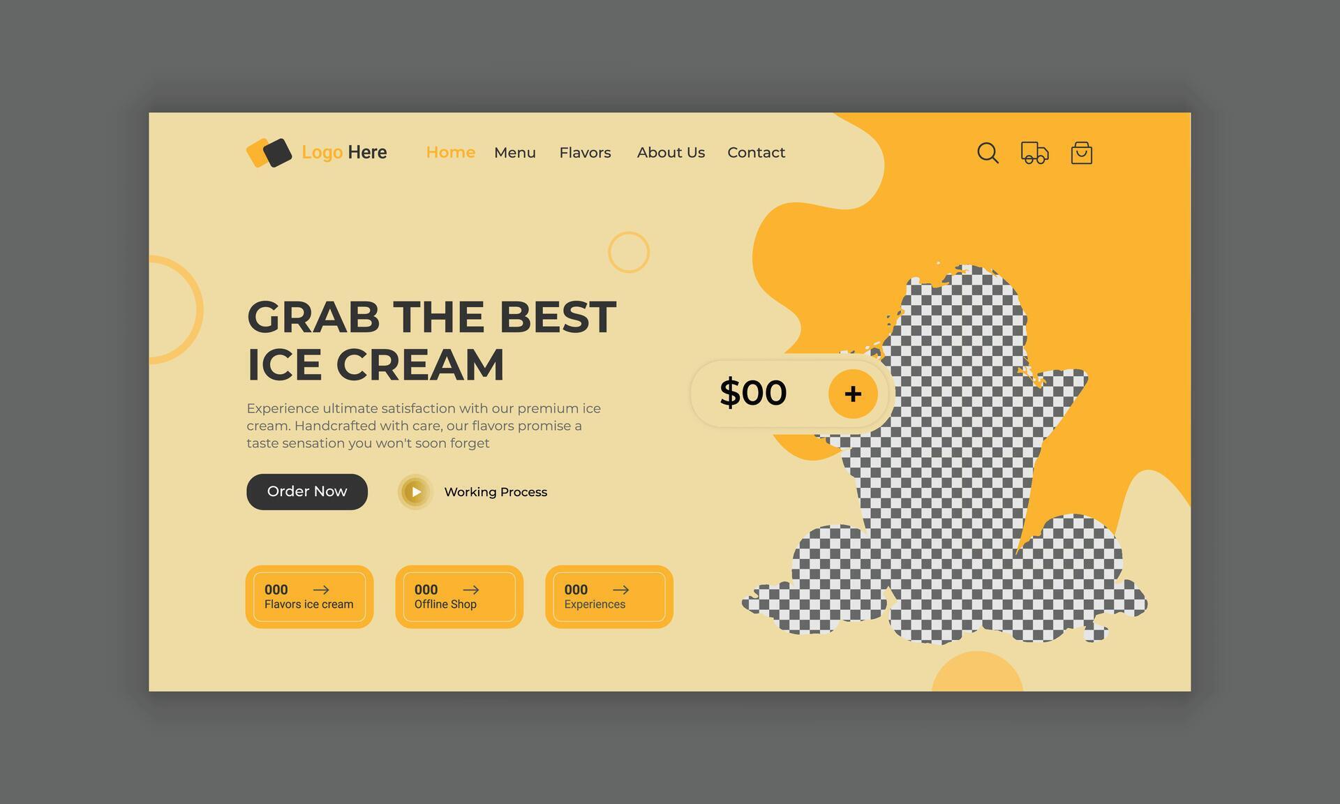 Ice cream website landing page, ice cream website home page, ice cream ...