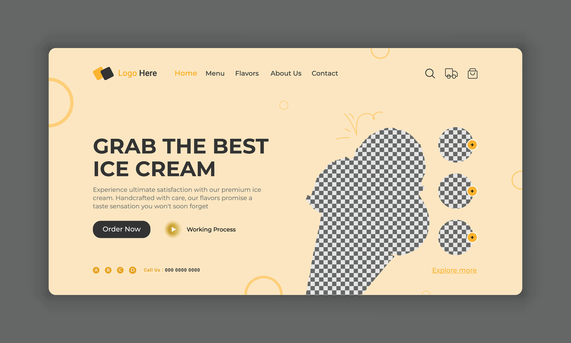 Ice cream website landing page, ice cream website home page, ice cream website header banner ...