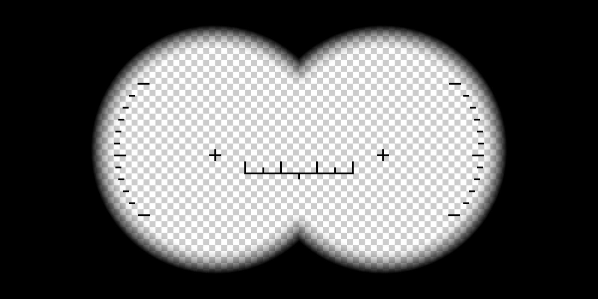 Binoculars viewfinder. Binocular POV frame with aim sight and measuring scale, watcher view look ...