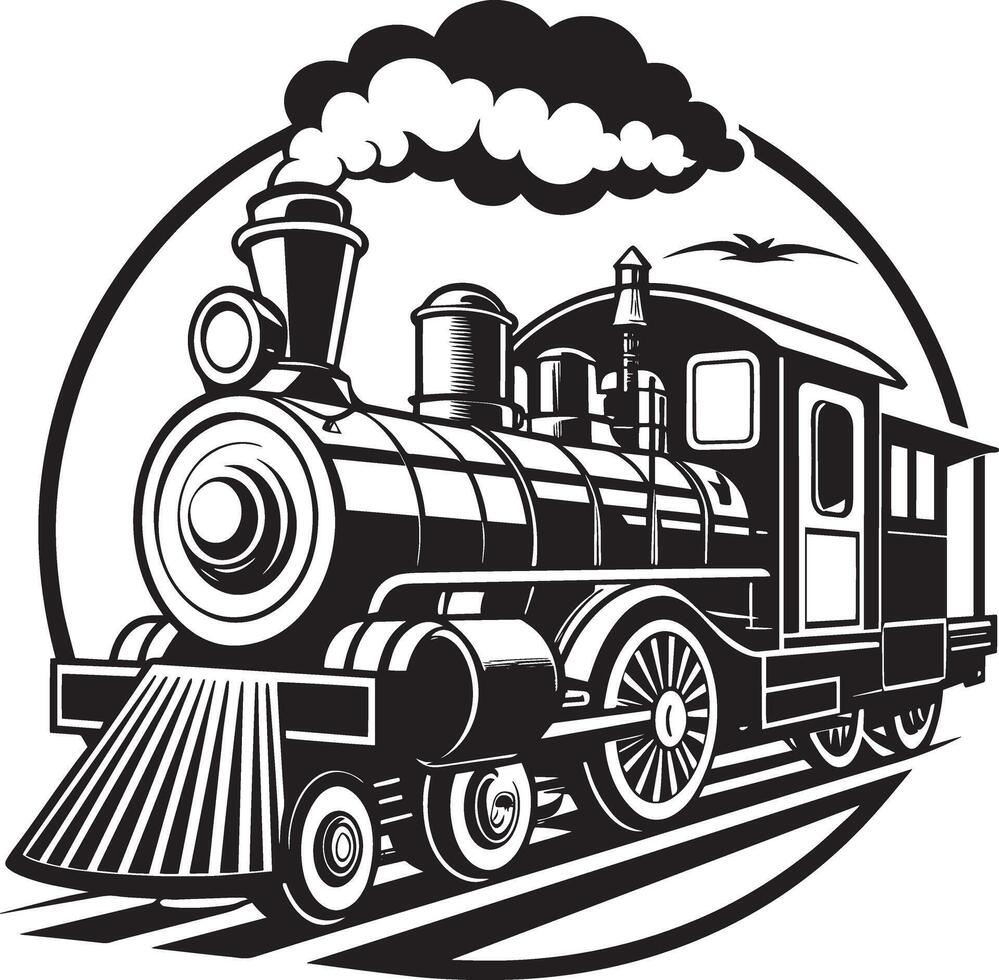 Vintage Steam Locomotive.Black and White . illustration 44797519 Vector Art at Vecteezy
