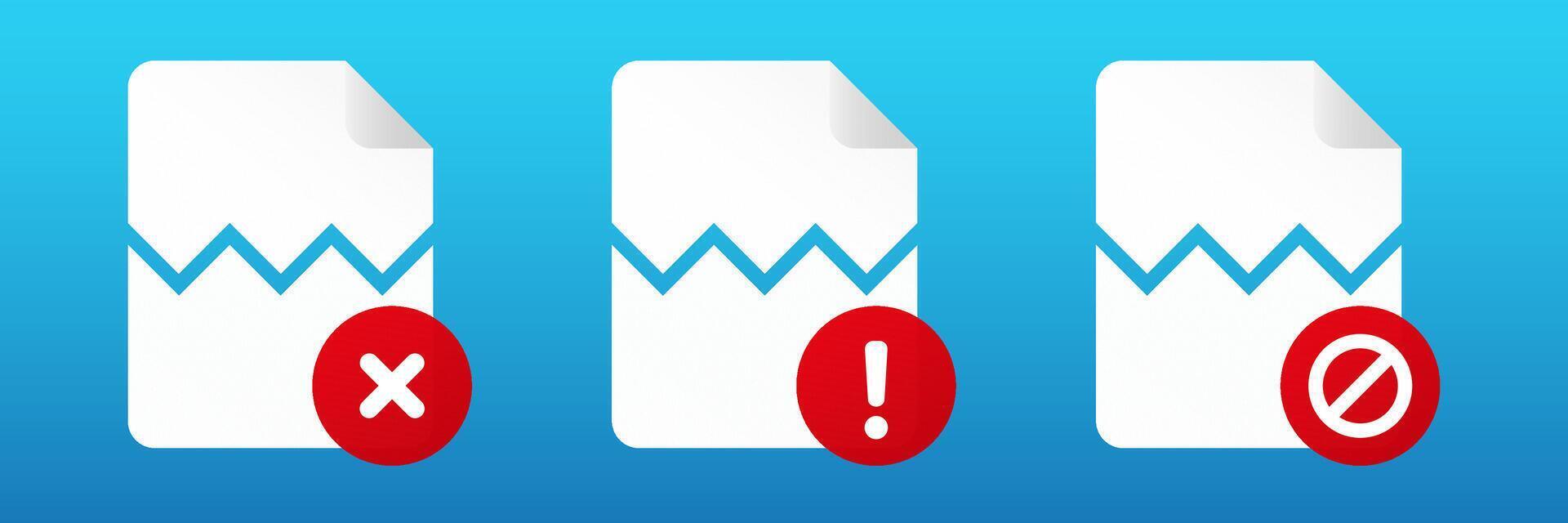 corrompido archivo icono informe. ha fallado documento con error 44800861 Vector en Vecteezy