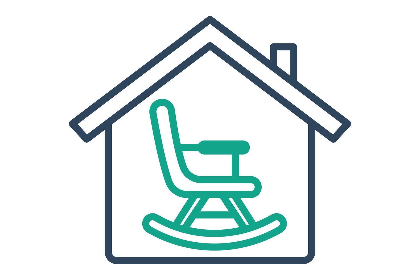 Jubilación icono. casa con balanceo silla. icono relacionado a anciano ... Jubilación icono. casa con balanceo silla. icono relacionado a anciano ...