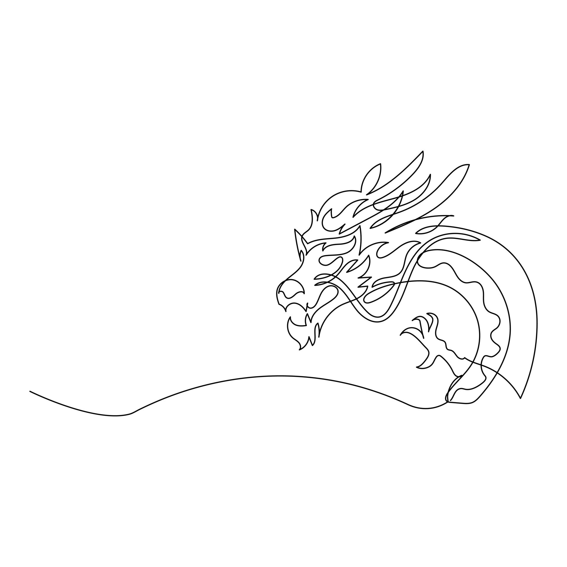 Continuous one line drawing dragon 44801902 Vector Art at Vecteezy Continuous one line drawing dragon 44801902 Vector Art at Vecteezy