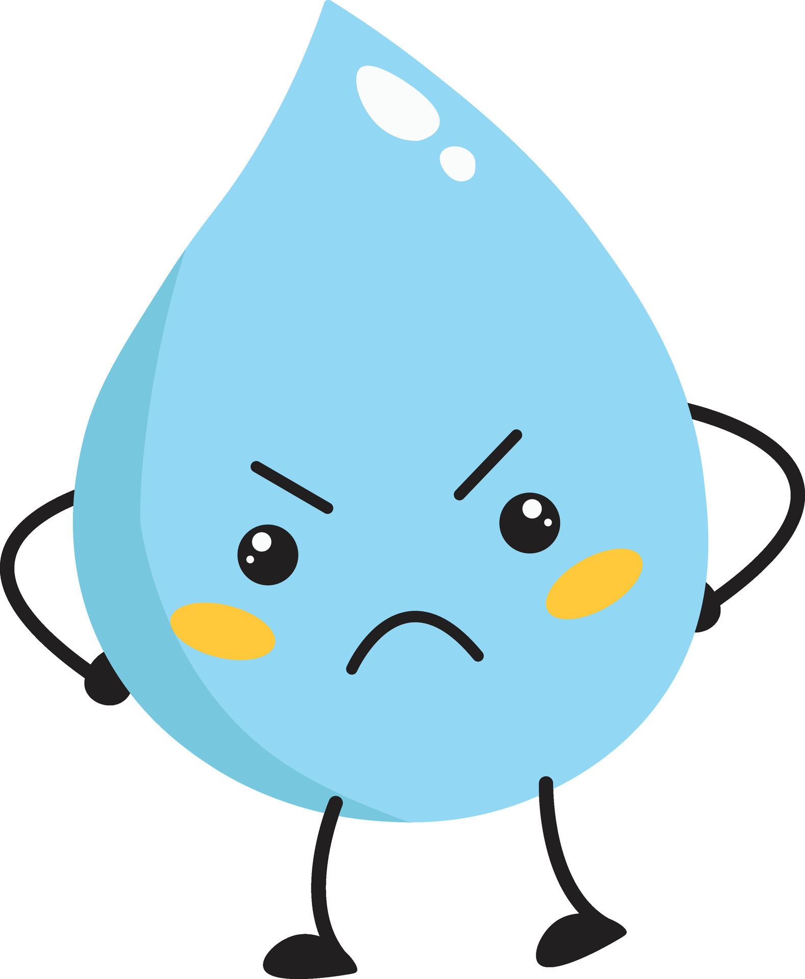 Illustration Of Cute Cartoon Water Drop Character Isolated On White