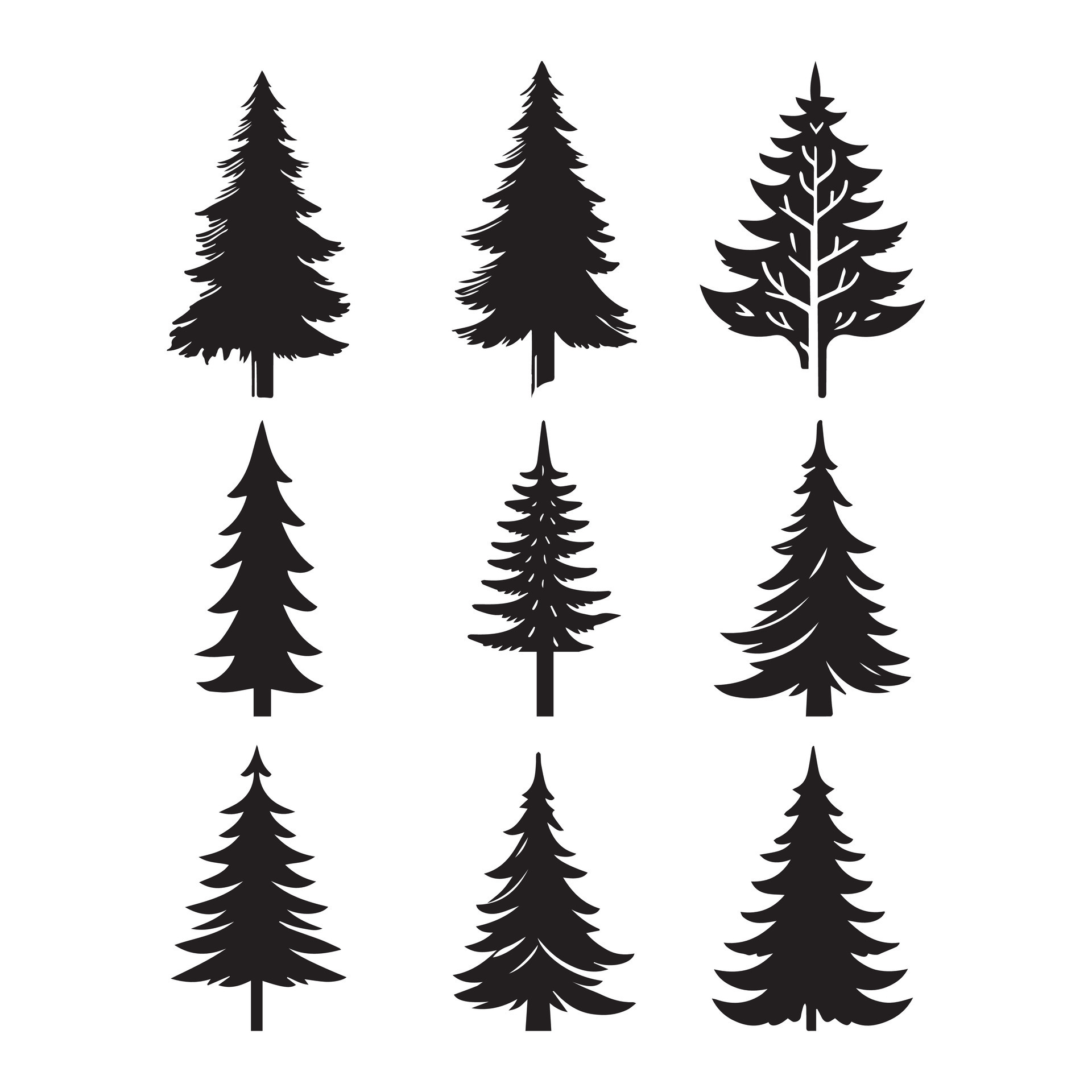 Pine tree silhouette illustration. 44807169 Vector Art at Vecteezy