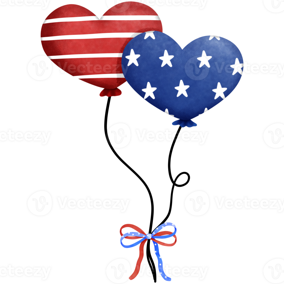 4th of july balloons clipart, Hand drawn watercolor patriotic elements ...