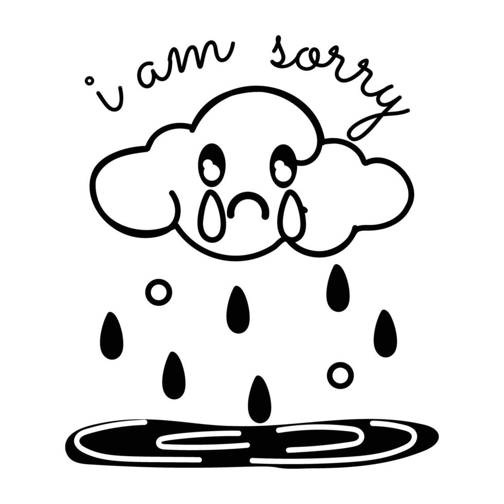 Trendy Sad Cloud 44822025 Vector Art At Vecteezy