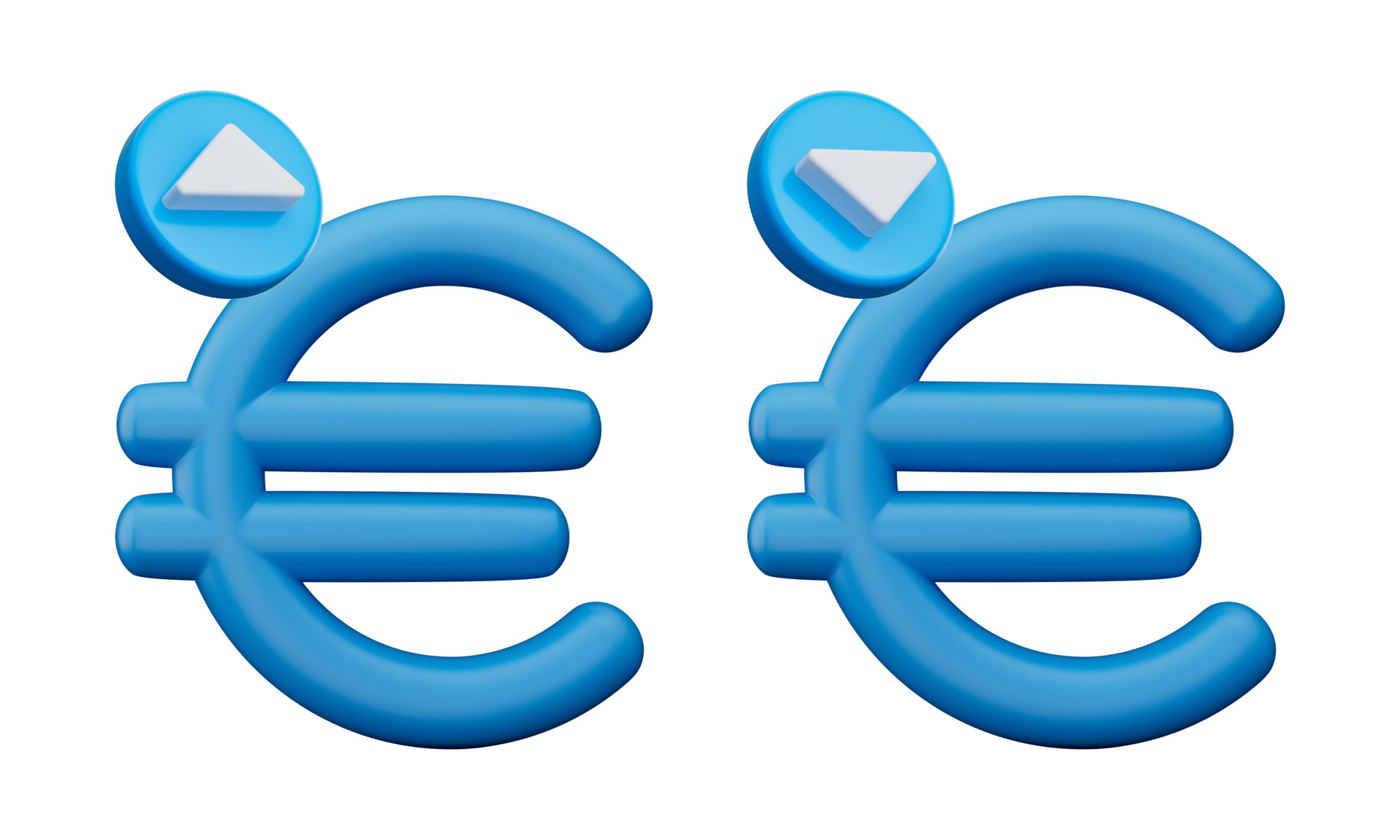 3d Facile bleu euro symbole, augmenter diminution icône, 3d ...