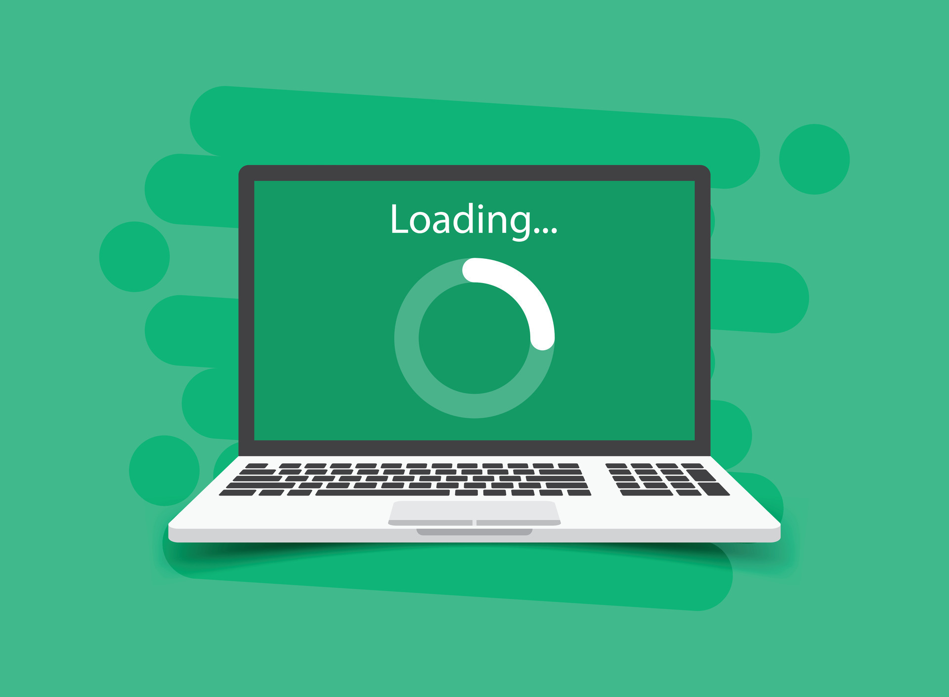 Laptop loading process icon in flat style. Software update illustration ...
