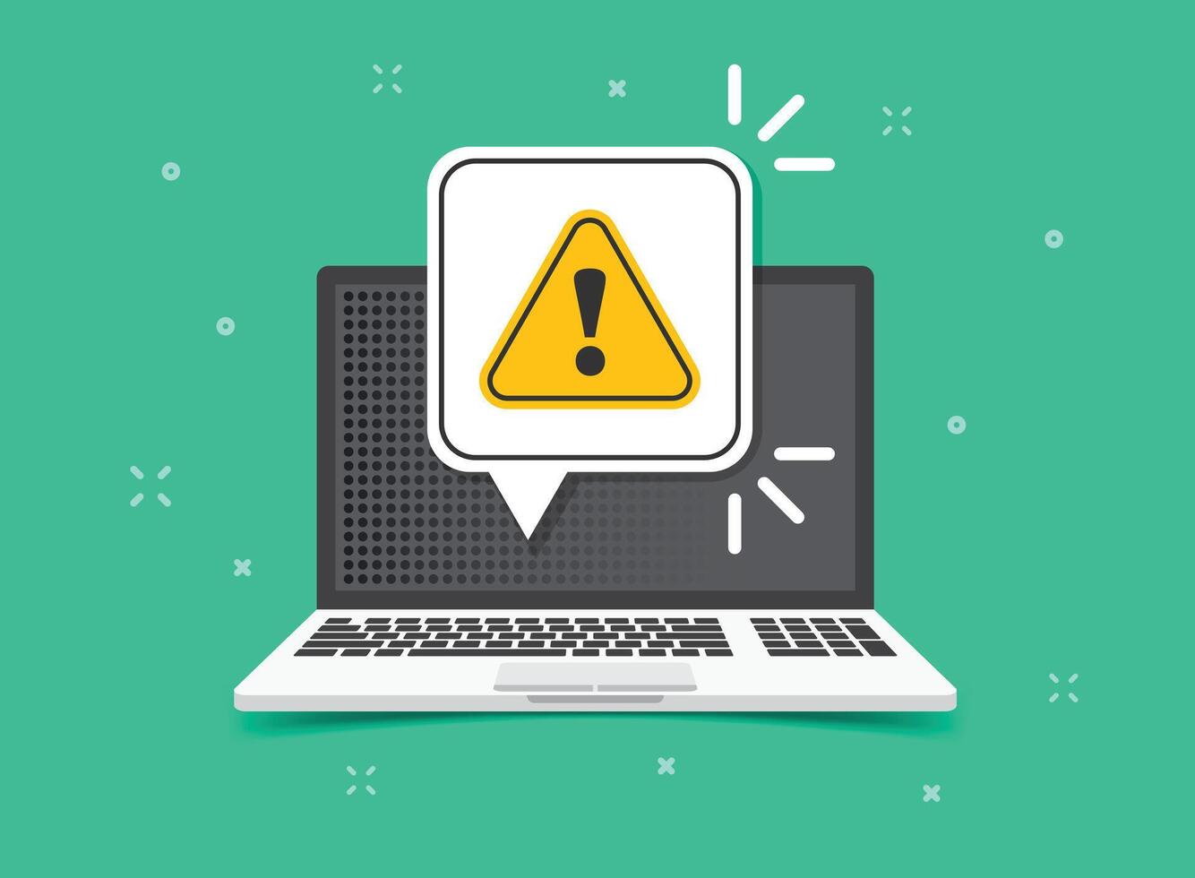 Laptop notification icon in flat style. Computer illustration on ...