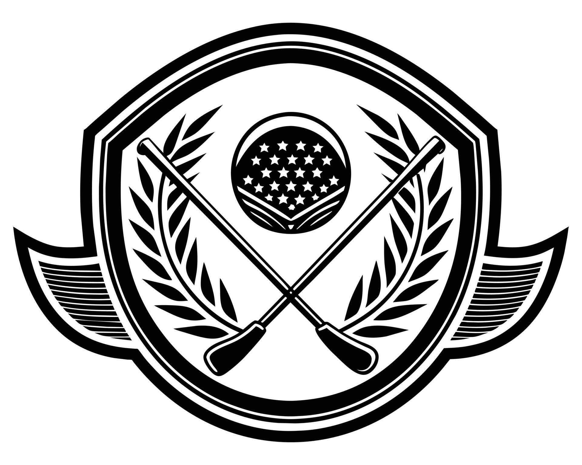 Crossed Golf Clubs With Ball And Wheat Wreath 44854011 Vector Art At