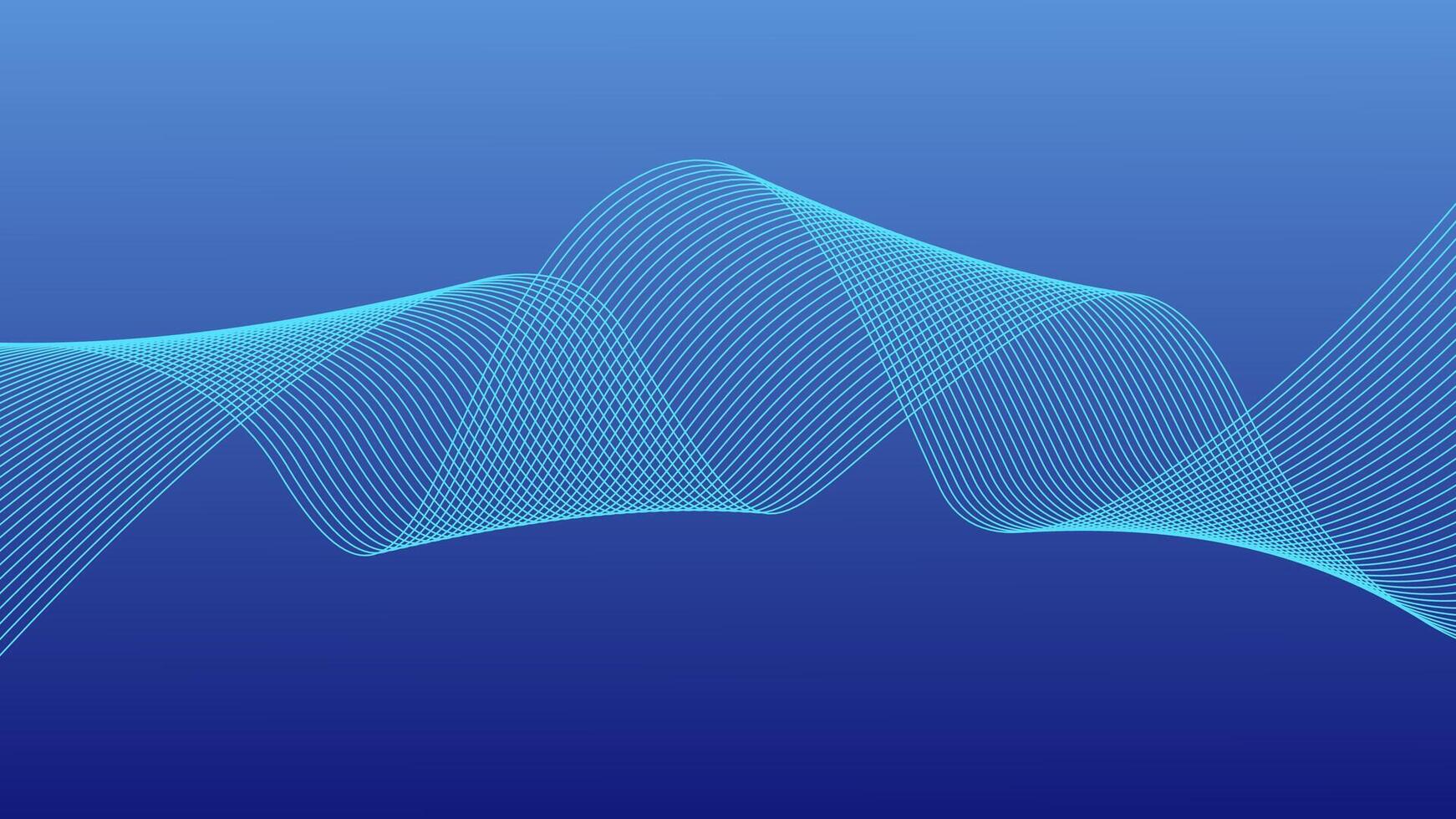 Abstract Glowing Wave Lines On Dark Blue Background Dynamic Wave Pattern Modern Flowing Wavy