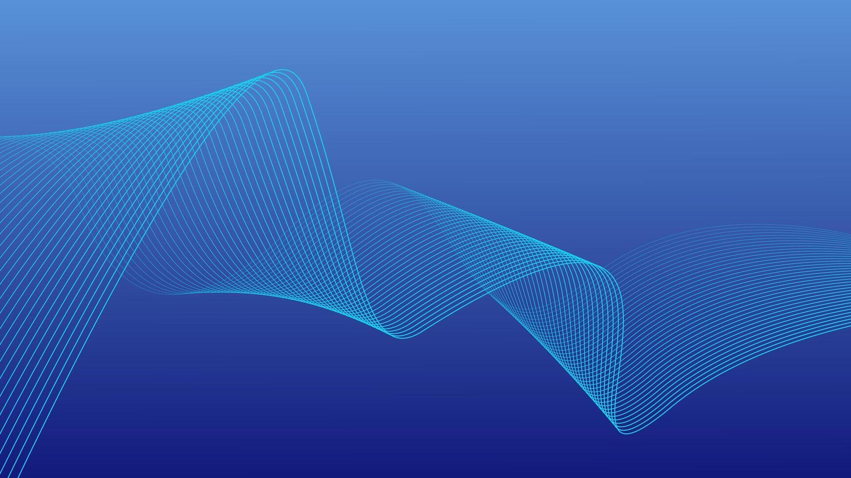 Abstract Glowing Wave Lines On Dark Blue Background Dynamic Wave