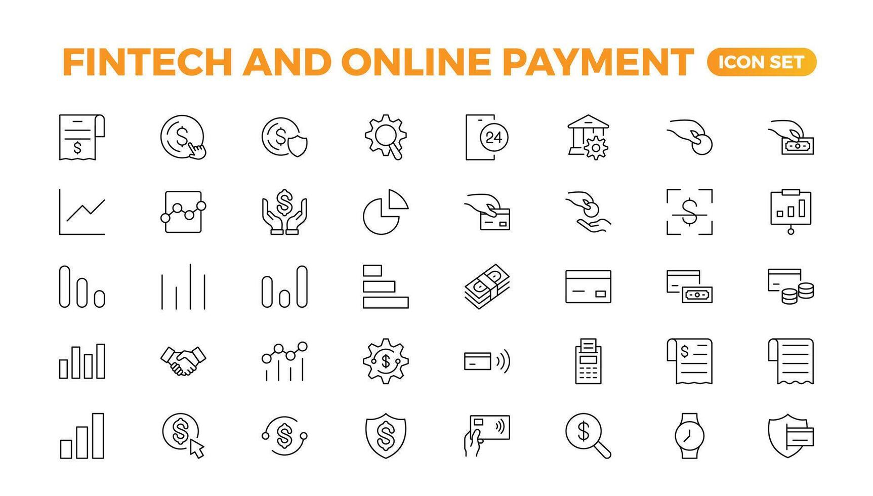 Set of fintech modern icons. Simple line art style icons pack. Set ...