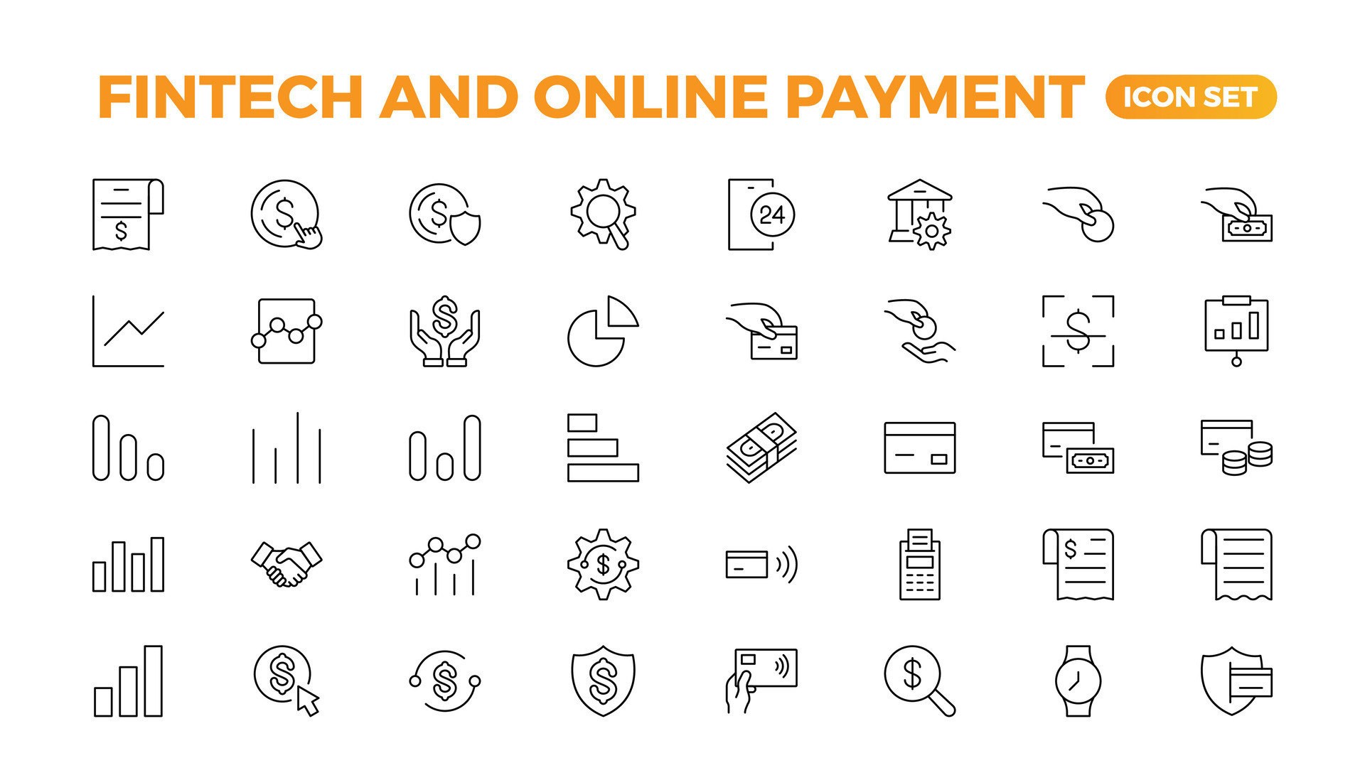 Set Of Fintech Modern Icons Simple Line Art Style Icons Pack Set Outline Minimalist Thin