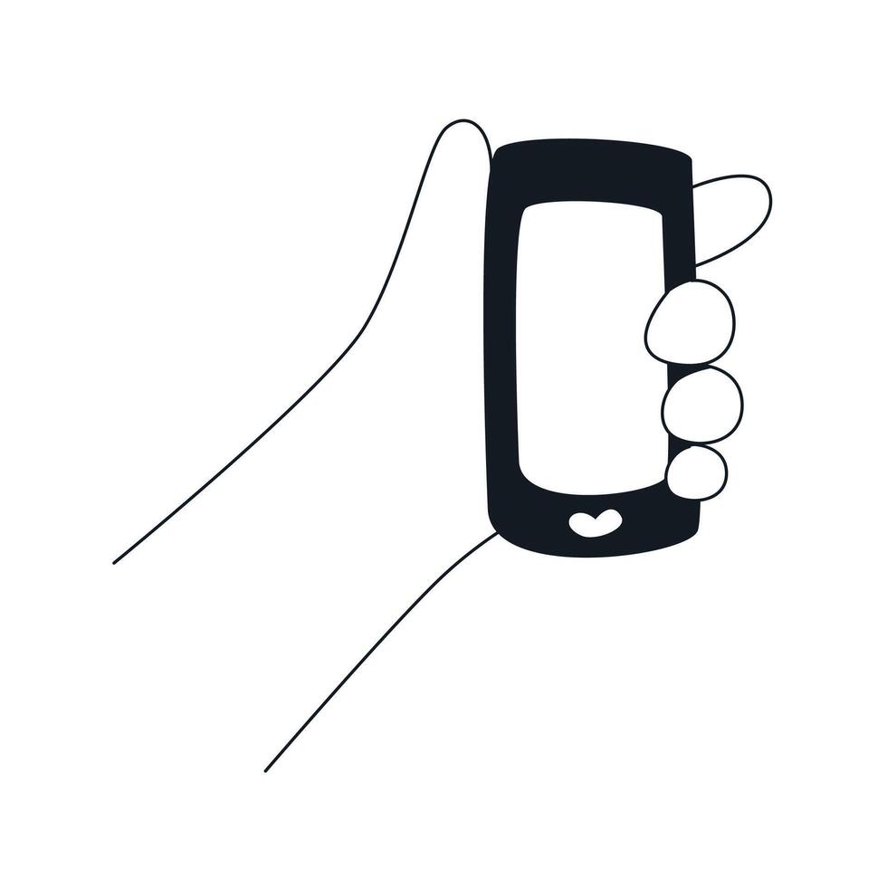 Cute Hand Holding Phone 44858057 Vector Art At Vecteezy