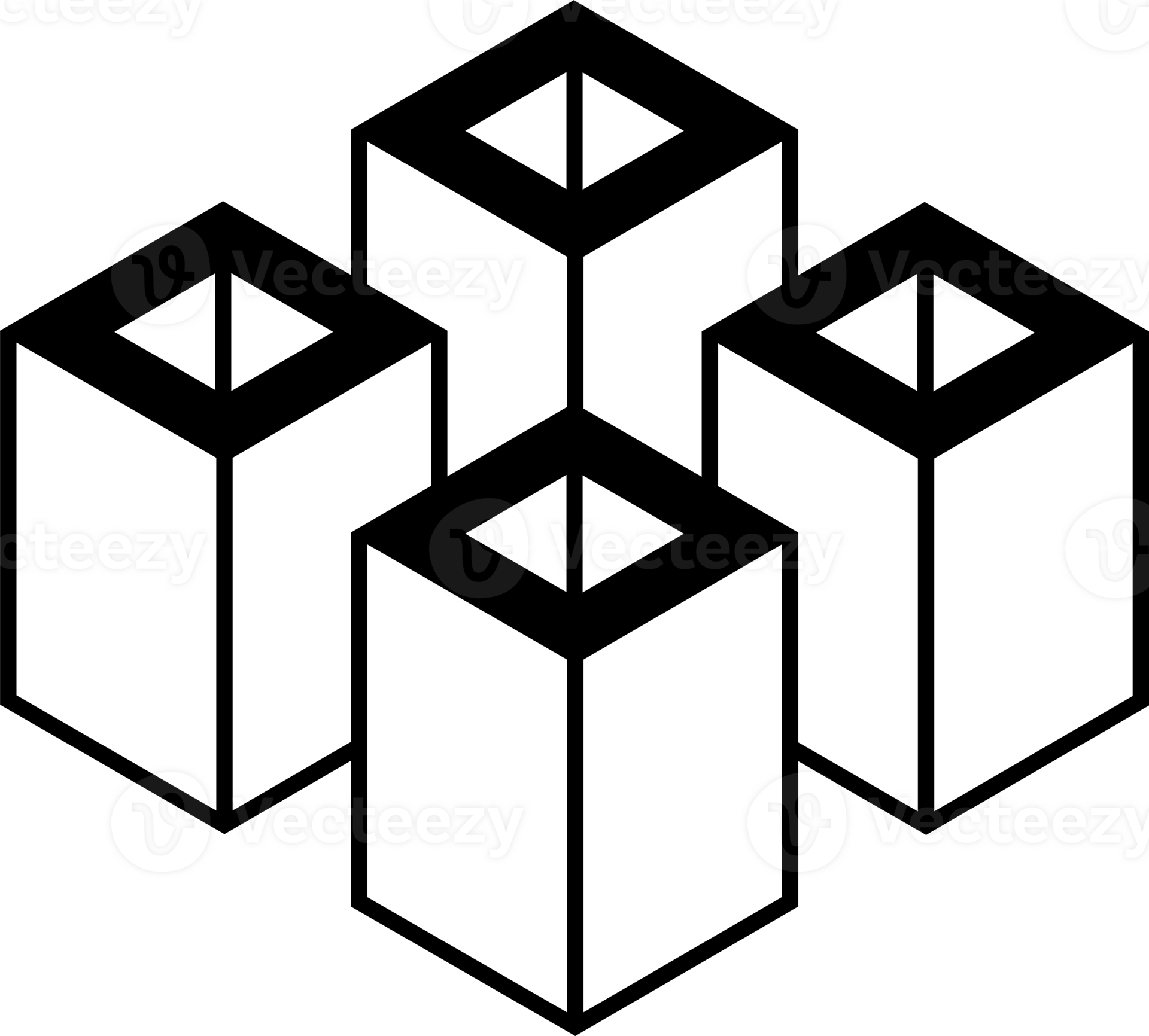 Abstract Black And White Geometric Design Element Three Dimensional Shape 44858784 Png