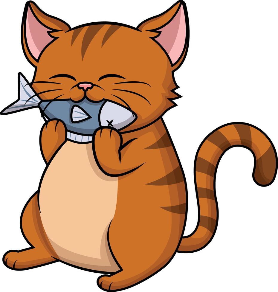 Cat eating fish illustration 44863471 Vector Art at Vecteezy Cat eating fish illustration 44863471 Vector Art at Vecteezy
