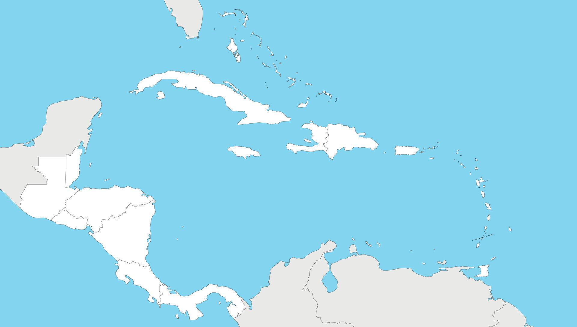 Blank Political Caribbean and Central America Map illustration with ...