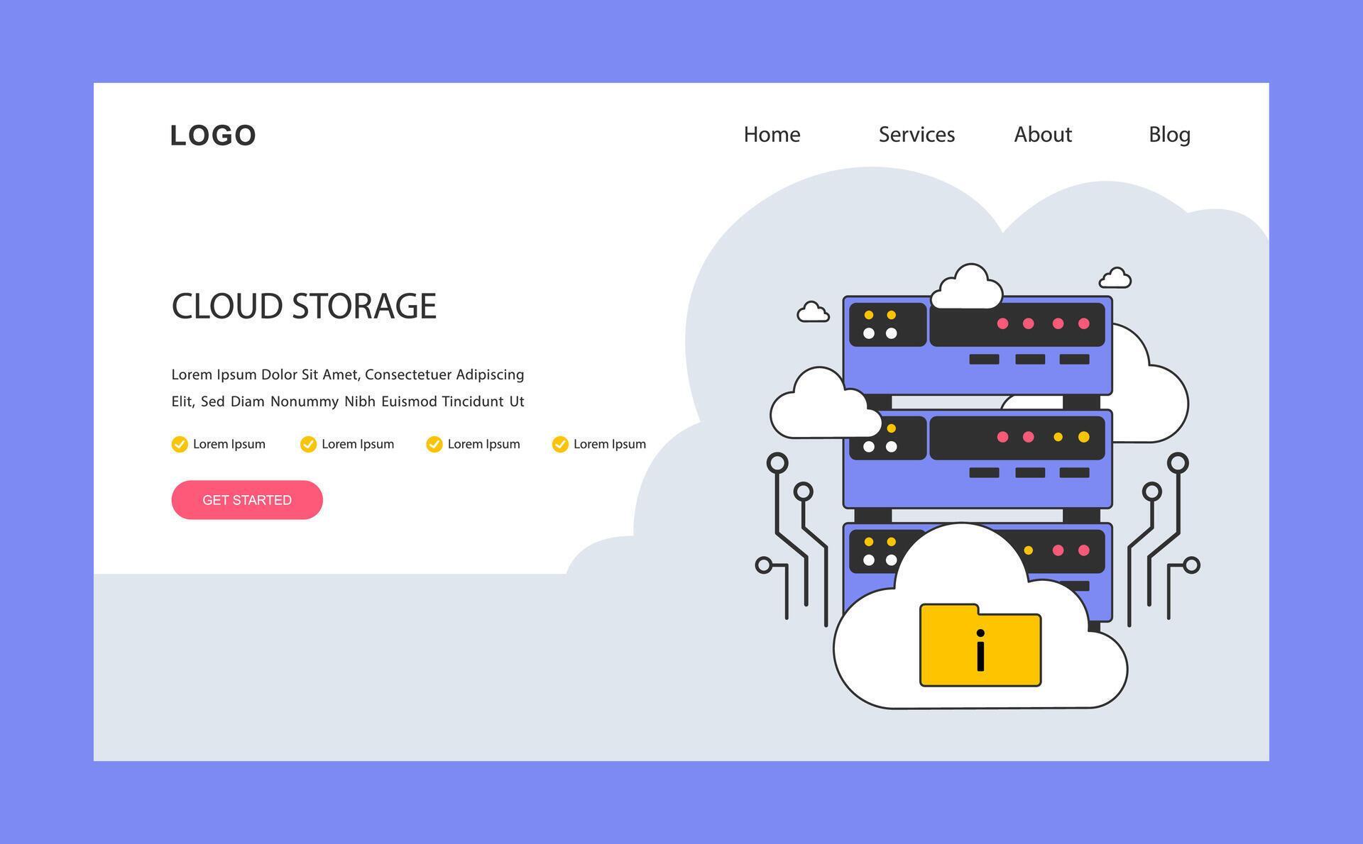 Cloud storage. Virtual data servers and secure cloud technology. 44865264 Vector Art at Vecteezy