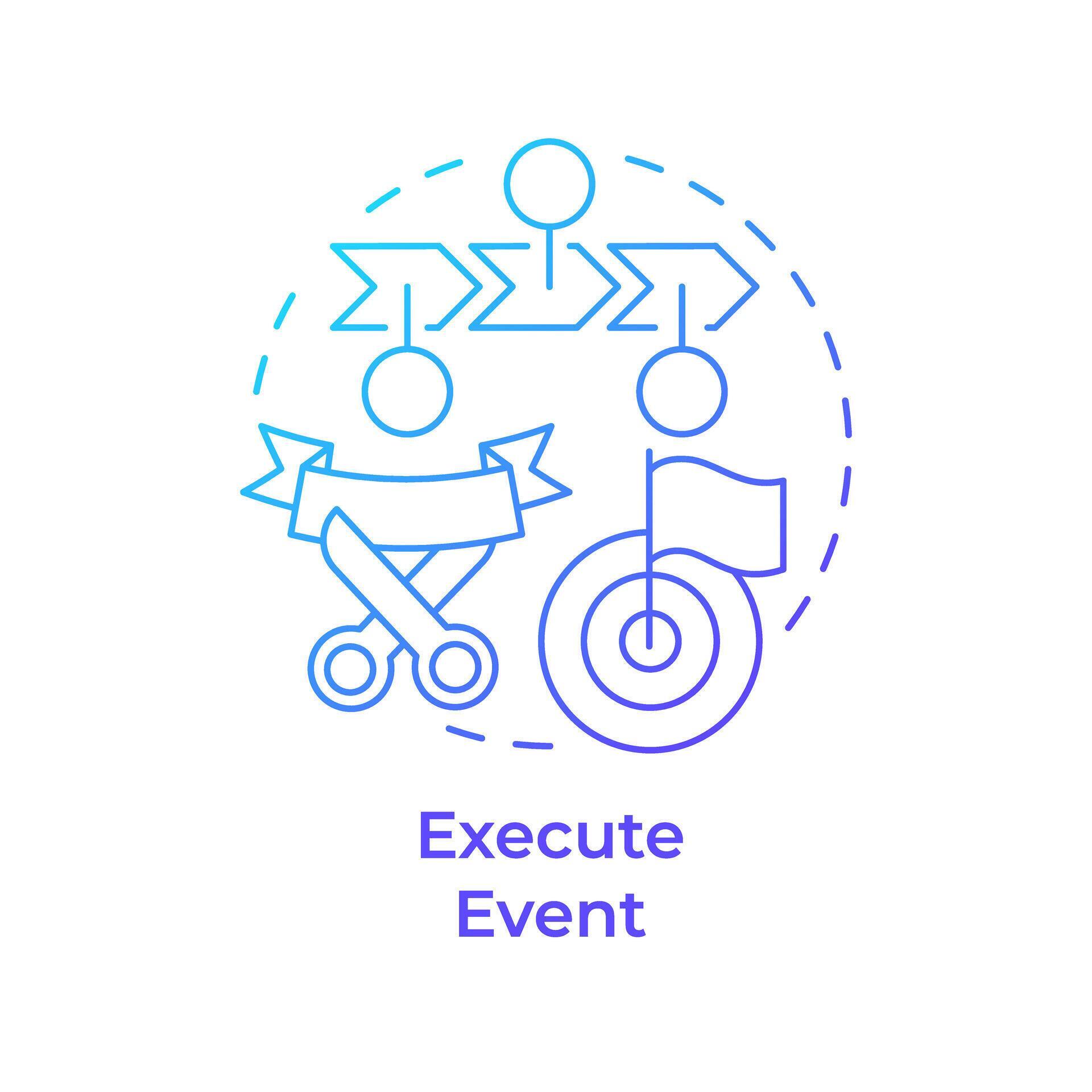 Execute event blue gradient concept icon. Hackathon organization. Event ... Execute event blue gradient concept icon. Hackathon organization. Event ...