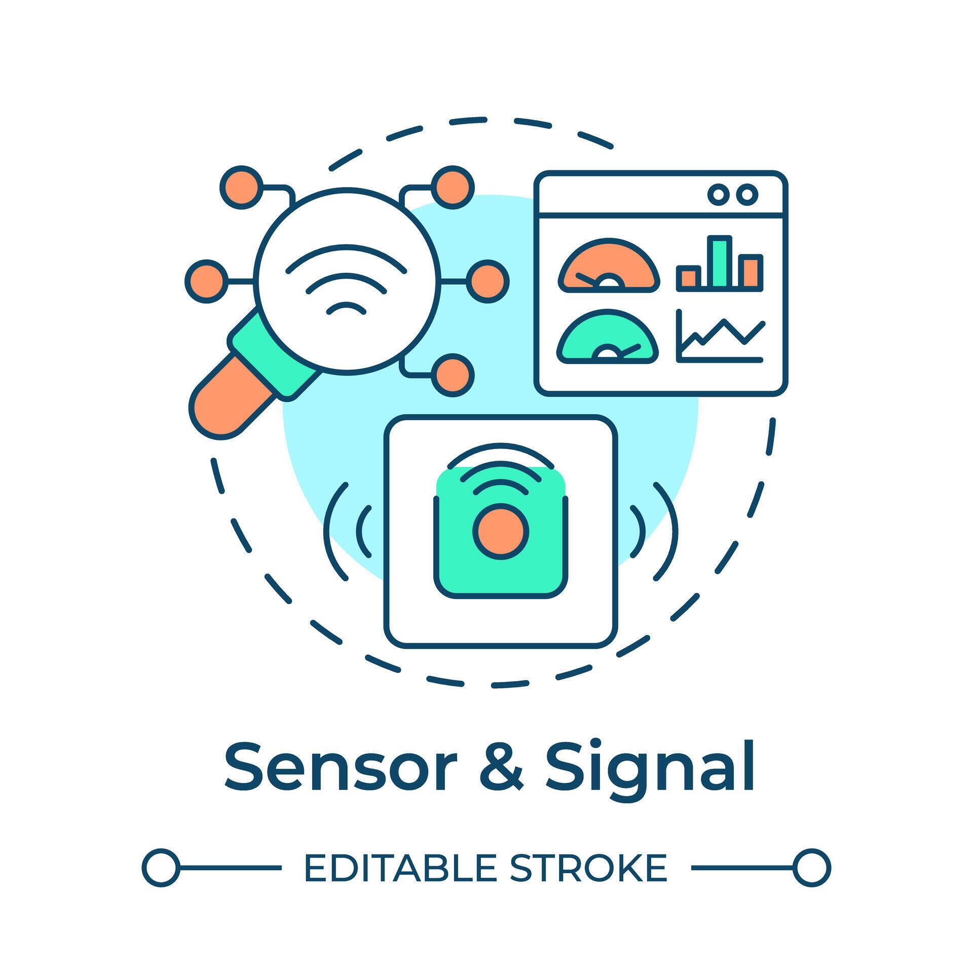 Sensor and signal multi color concept icon. Product tracking, motion ...