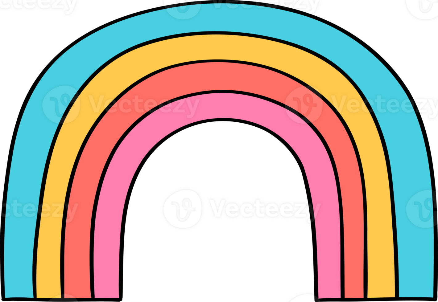 Retro flower power ranbow 44902195 PNG