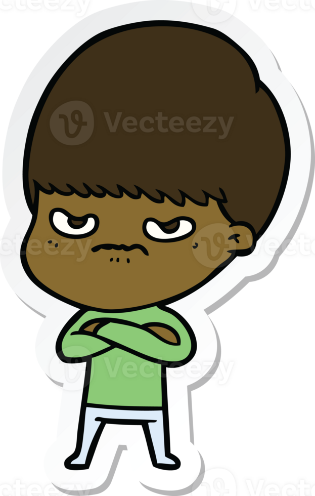 Pegatina De Un Niño Enojado De Dibujos Animados 44915313 Png