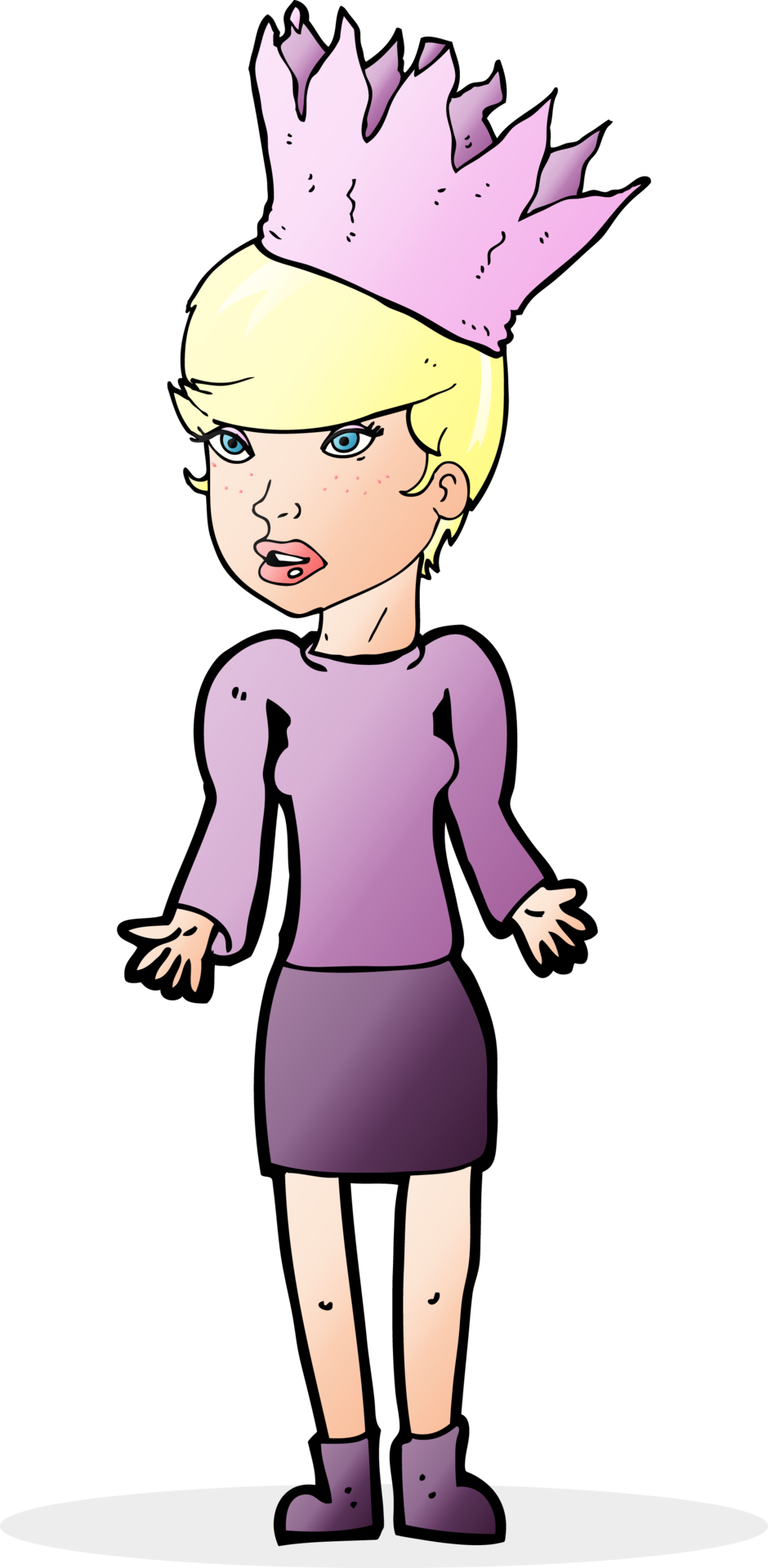 Cartoon Woman Wearing Paper Crown 44916645 Png