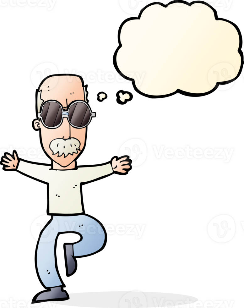 Cartoon Old Man Wearing Big Glasses With Thought Bubble 44920730 Png