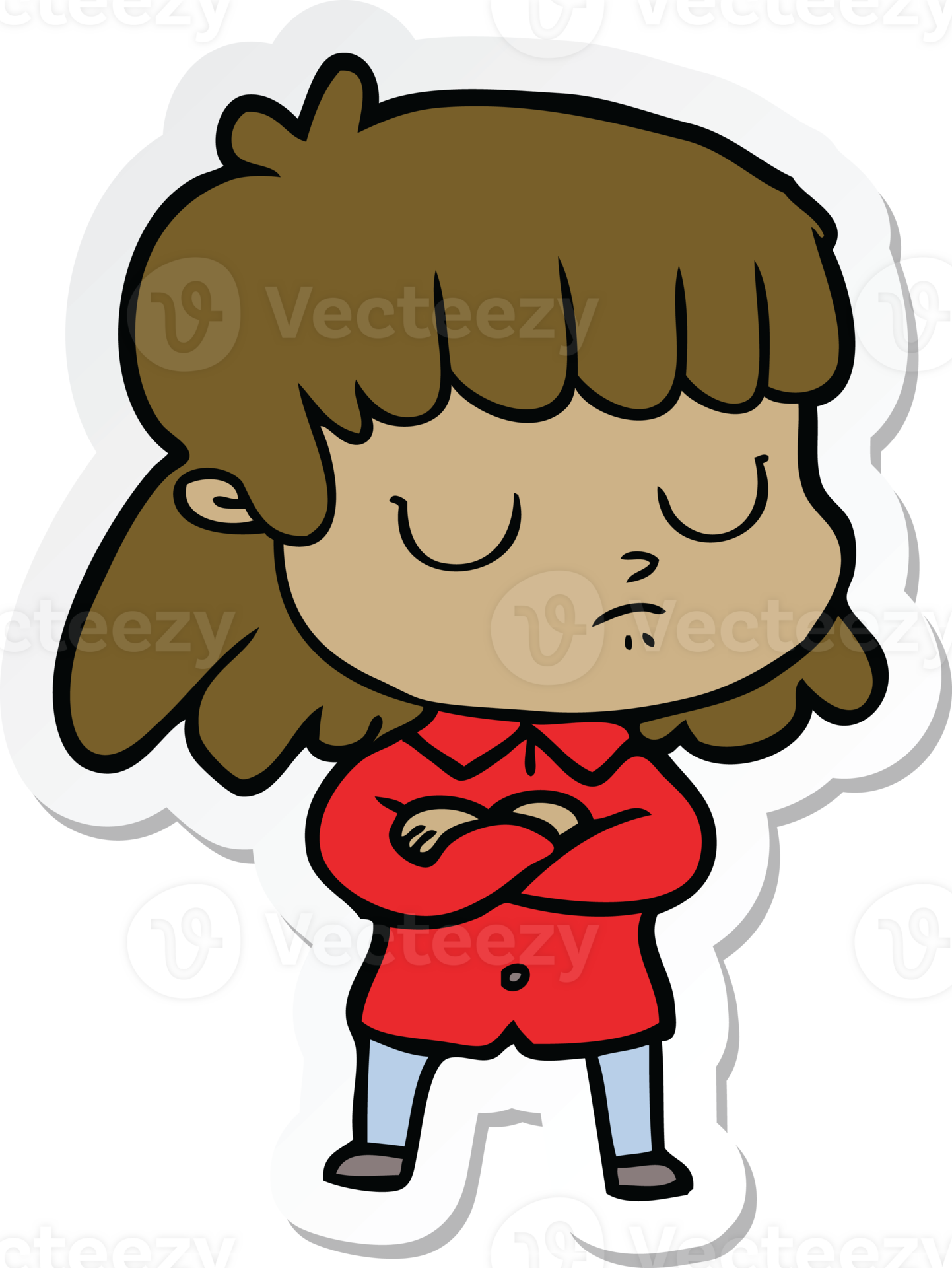 sticker of a cartoon indifferent woman folding arms 44921030 PNG