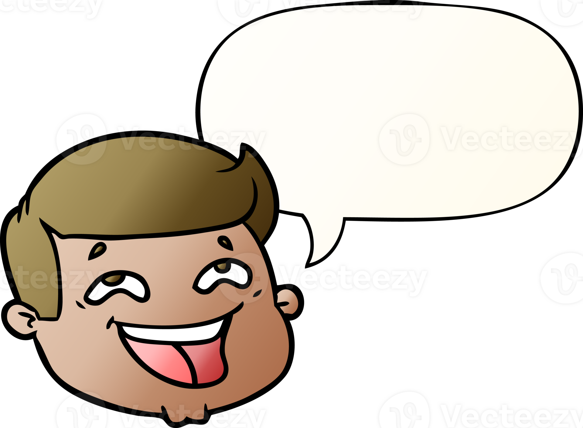 Happy Cartoon Male Face With Speech Bubble In Smooth Gradient Style 44921075 Png