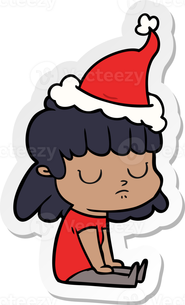 sticker cartoon of a indifferent woman wearing santa hat 44923561 PNG
