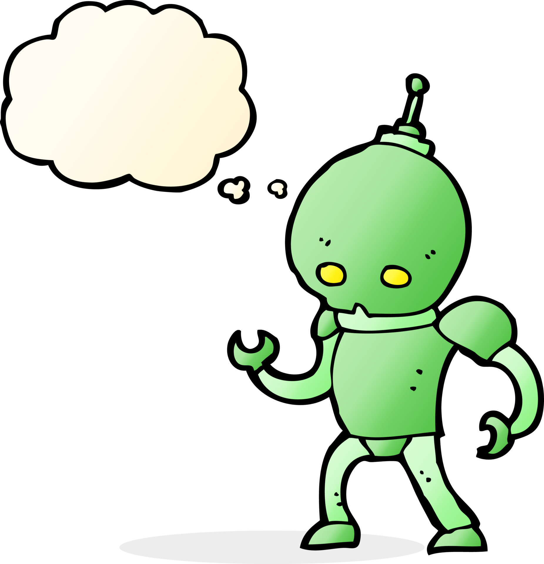 Cartoon Alien Robot With Thought Bubble 44925042 Png