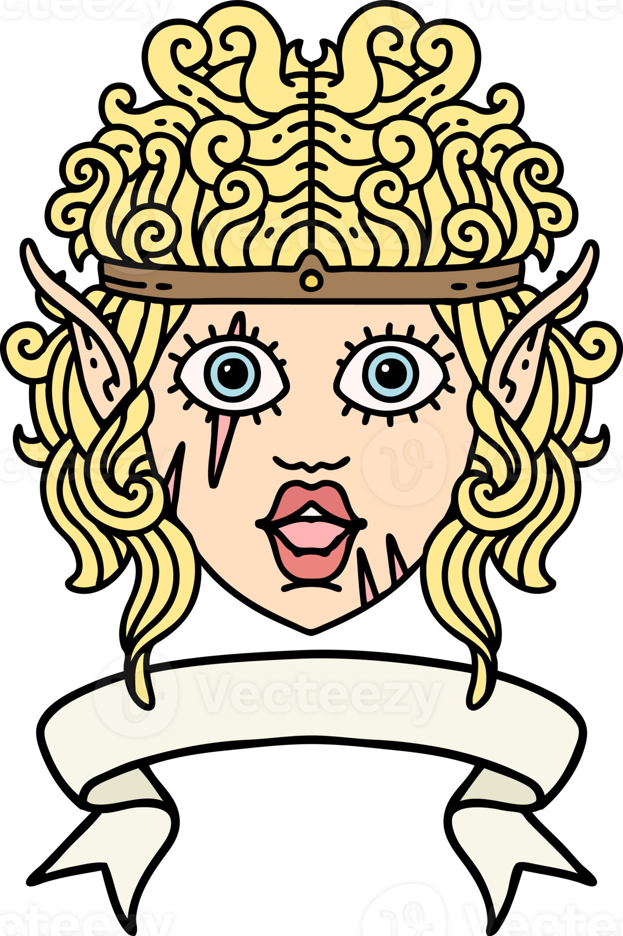 Elf Barbarian Character Face With Banner Illustration 44926715 Png