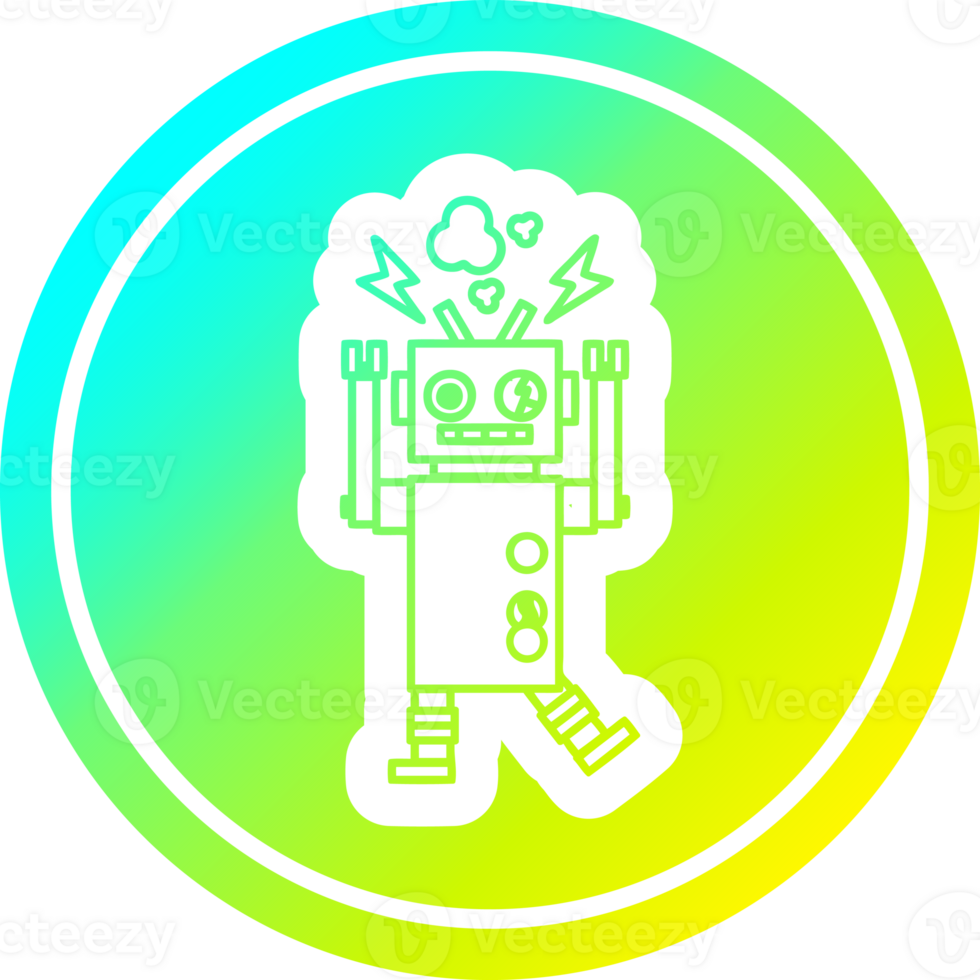 Malfunctioning Robot Circular Icon With Cool Gradient Finish 44931381 Png