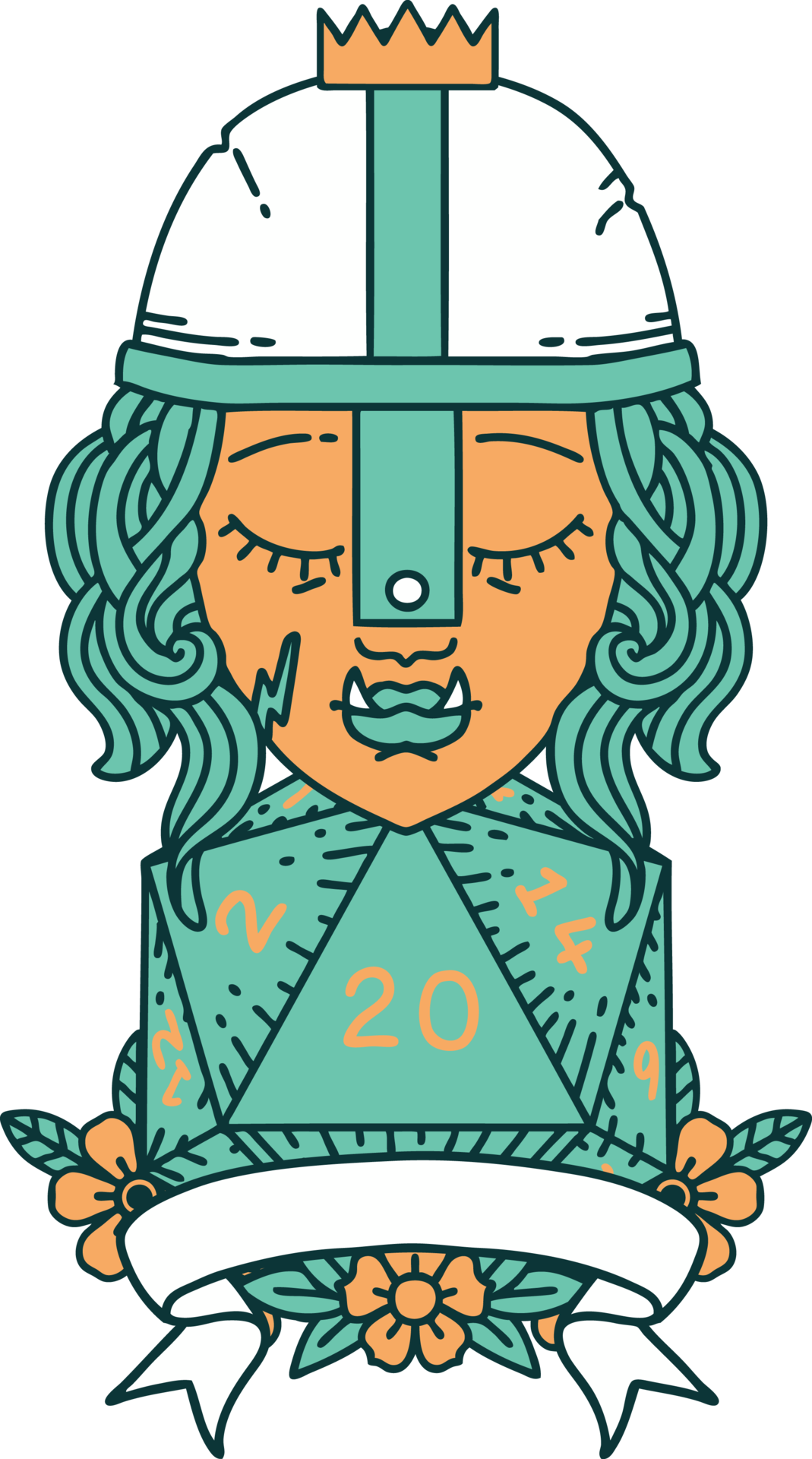 Half Orc Fighter With Natural Twenty Dice Roll Illustration 44945912 Png