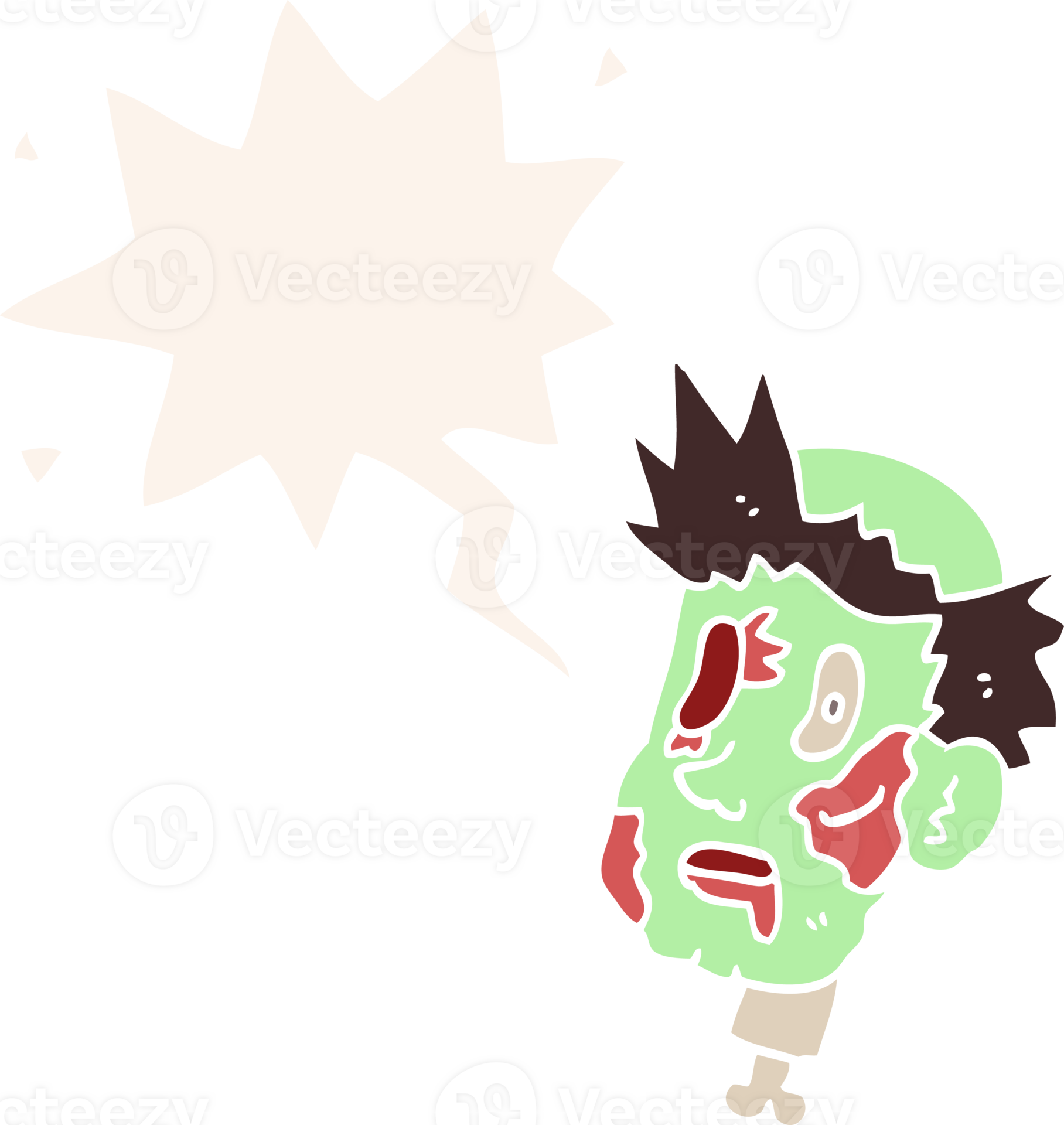 cartoon zombie head and speech bubble in retro style 44952648 PNG
