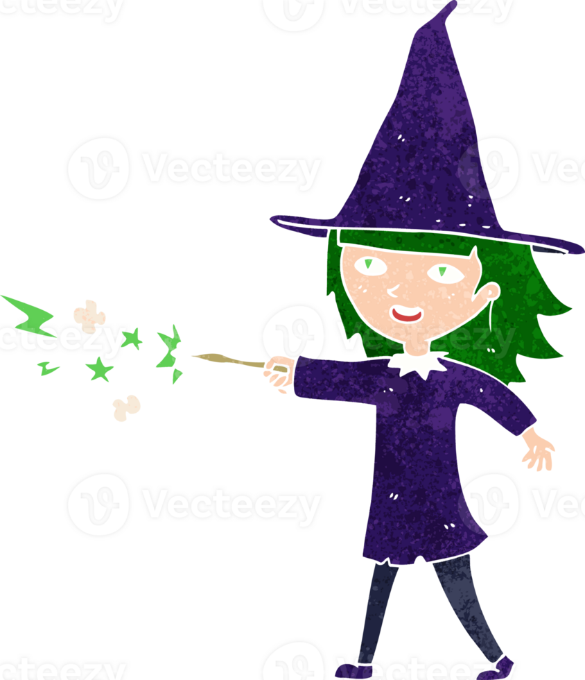 Cartoon Witch Girl Casting Spell 44959099 Png
