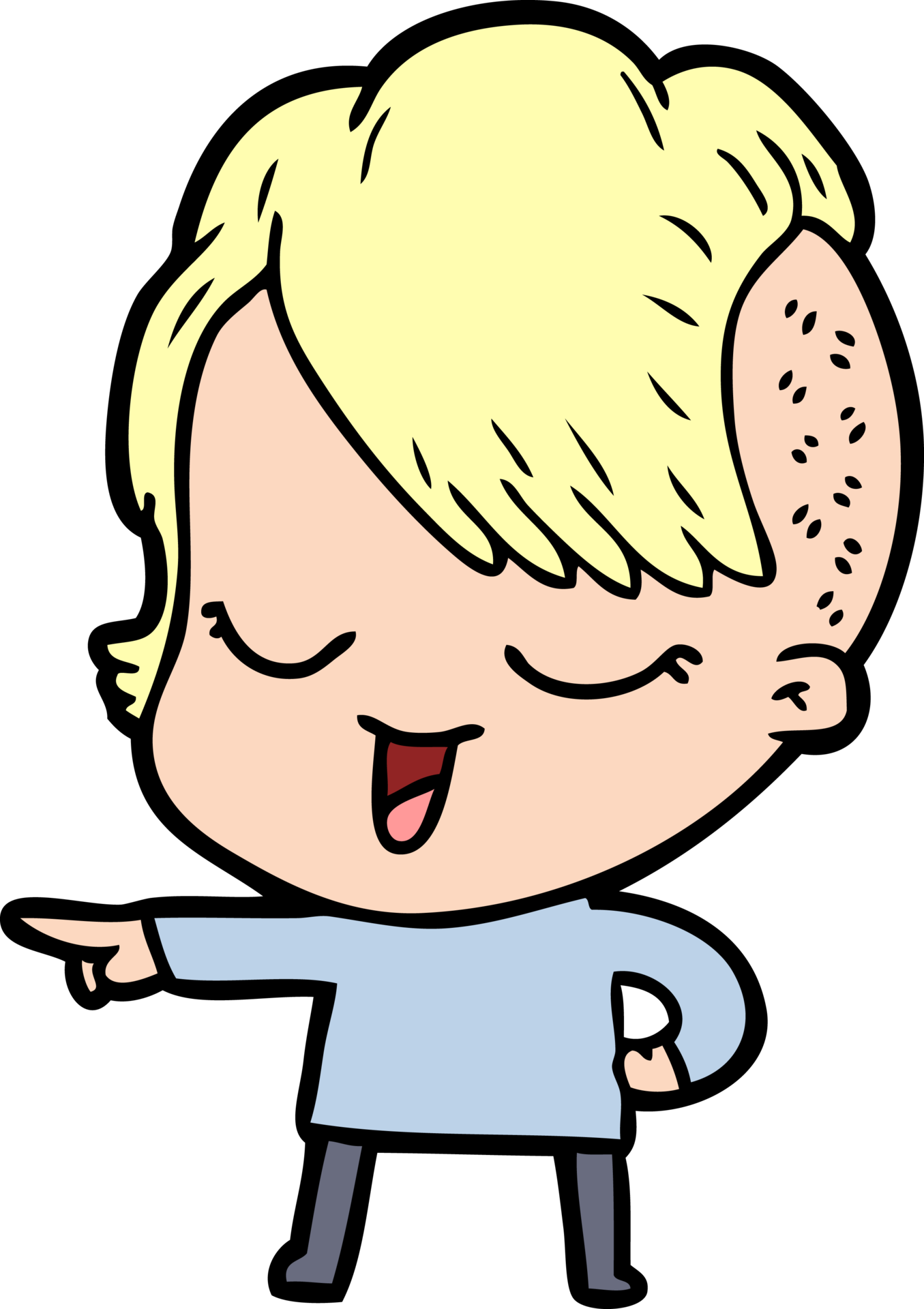 Happy Cartoon Girl Pointing 44961319 Png
