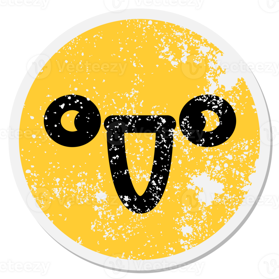 Cute Happy Cross Eyed Face Circular Sticker 44962355 Png
