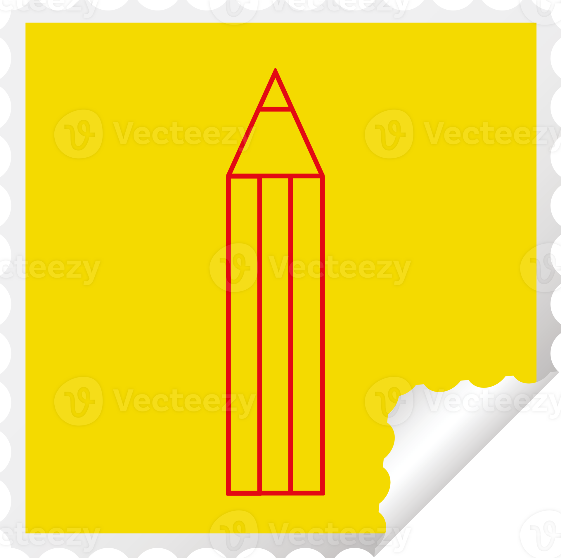 Pencil Illustration Square Peeling Sticker 44962720 Png
