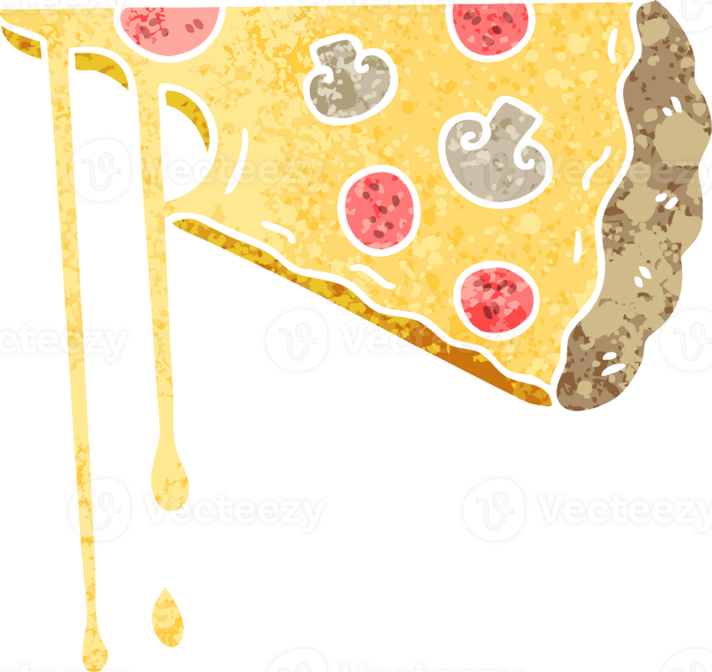 Retro Illustration Style Quirky Cartoon Cheesy Pizza 44963481 Png