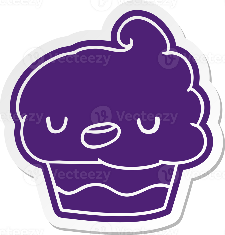 Pegatina De Dibujos Animados Kawaii De Un Lindo Cupcake 44963644 Png